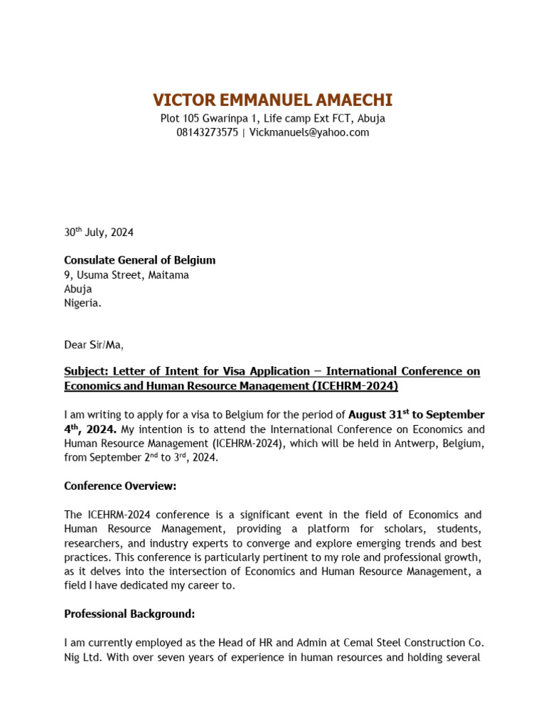 Cover letter- Belgium | PDF | Human Resource Management | Human Resources