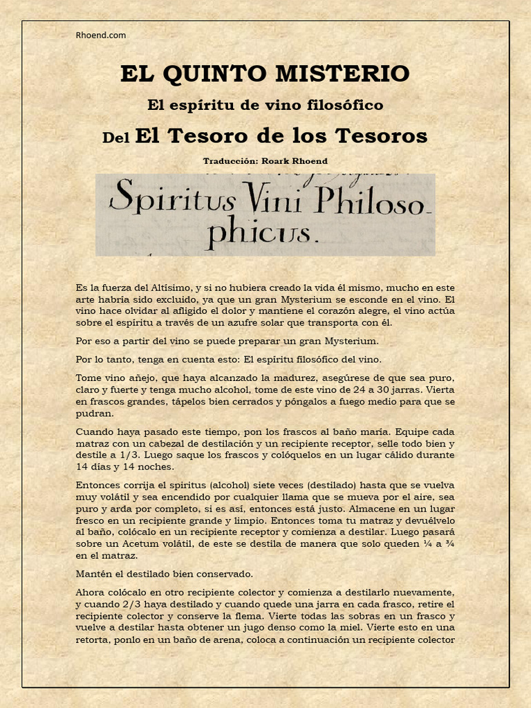 Roark Rhoend - El Quinto Misterio | PDF | Destilación | Vino