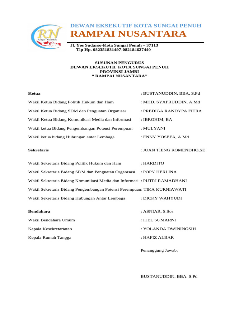 Susunan Pengurus | PDF