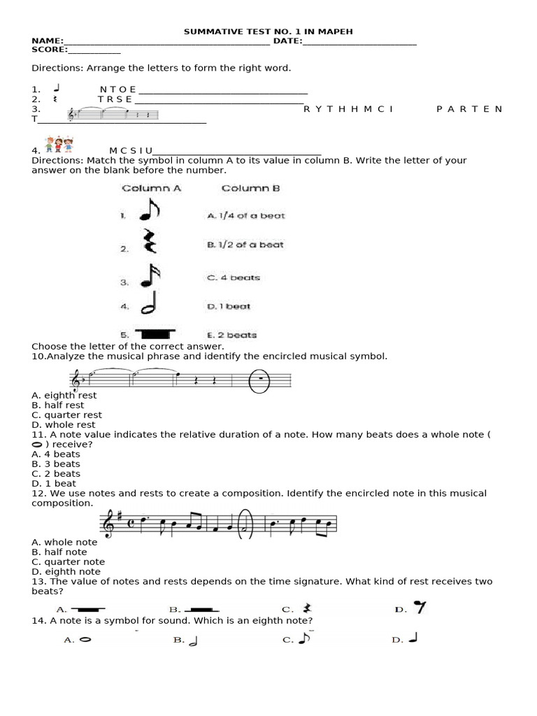 Summative Test No 1 Mapeh | PDF | Foreign Language Studies