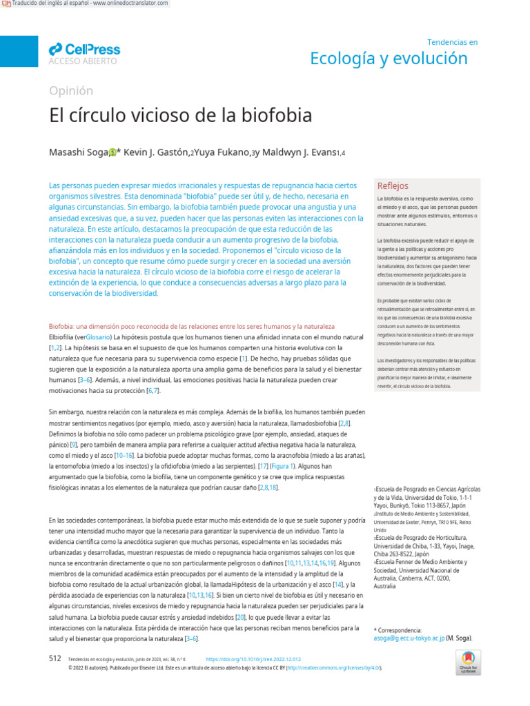 Biophobia-Comprimido en Es | PDF | Comportamiento | Naturaleza