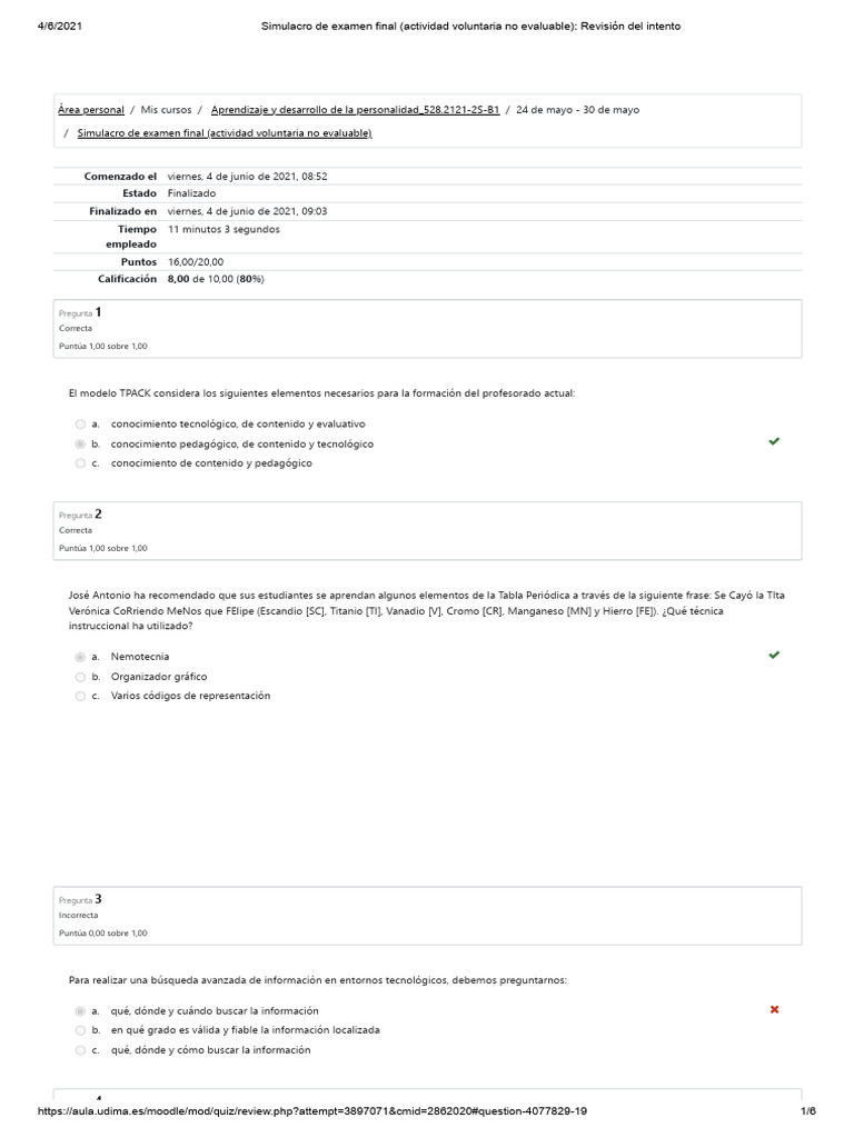 Simulacro de Examen Final | PDF | Aprendizaje | Enseñando