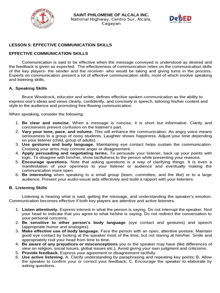 Effective Communication Skills Guide | PDF | Public Speaking ...