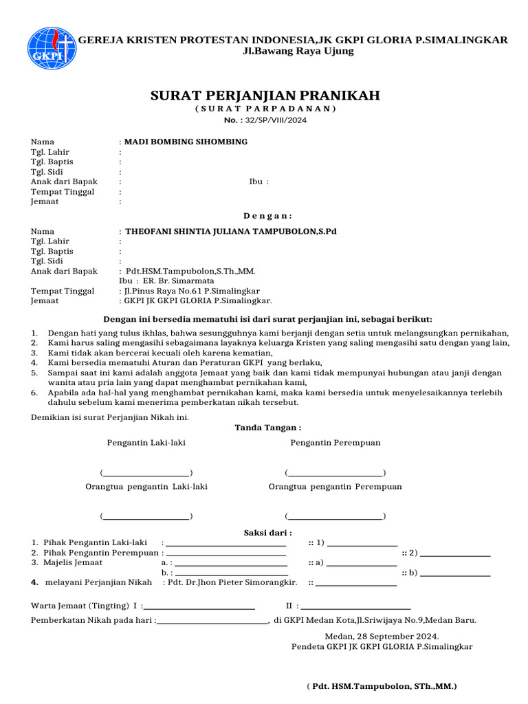 Surat Perjanjian Pranikah | PDF