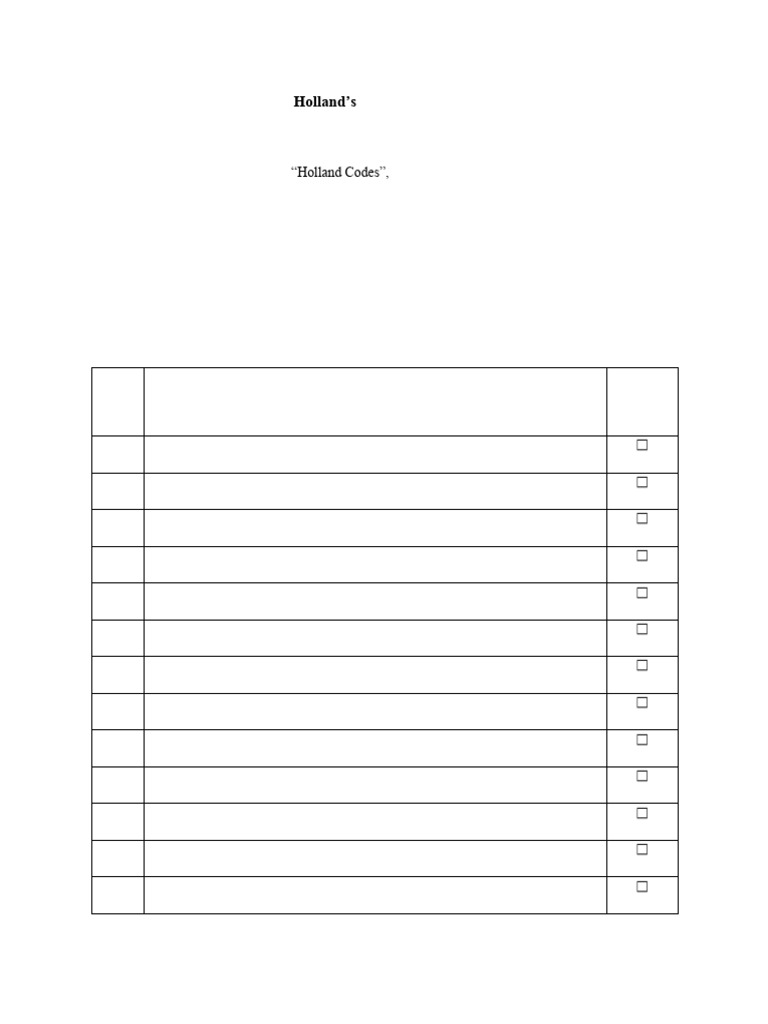 John Holland's RIASEC Test | PDF | Psychological Concepts | Behavioural ...