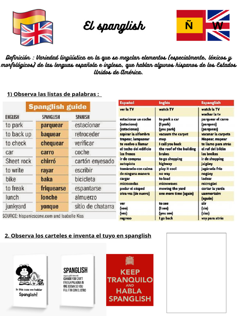 Introducción al Spanglish: Definición y Ejemplos | PDF
