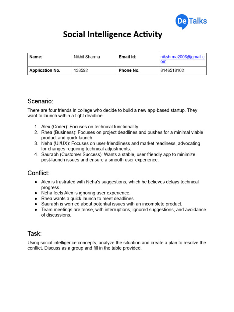 Social Intelligence Activity | PDF | Usability | Social Psychology