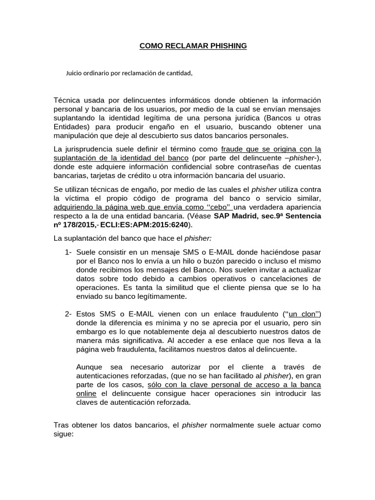 Como Reclamar Phishing | PDF | Suplantación de identidad
