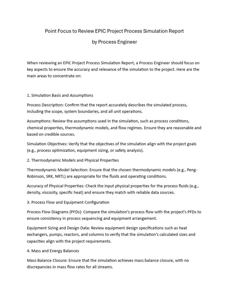 Point To Be Focus On Review of Process Simulation Report | PDF | Heat ...