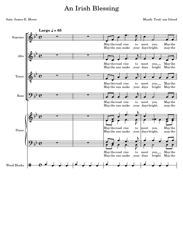 James E. Moore's Irish Blessing Sheet Music | PDF | Singing | Choral Music