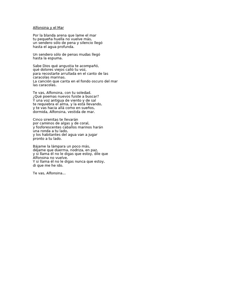 Alfonsina y El Mar | PDF | Arte | Poesía