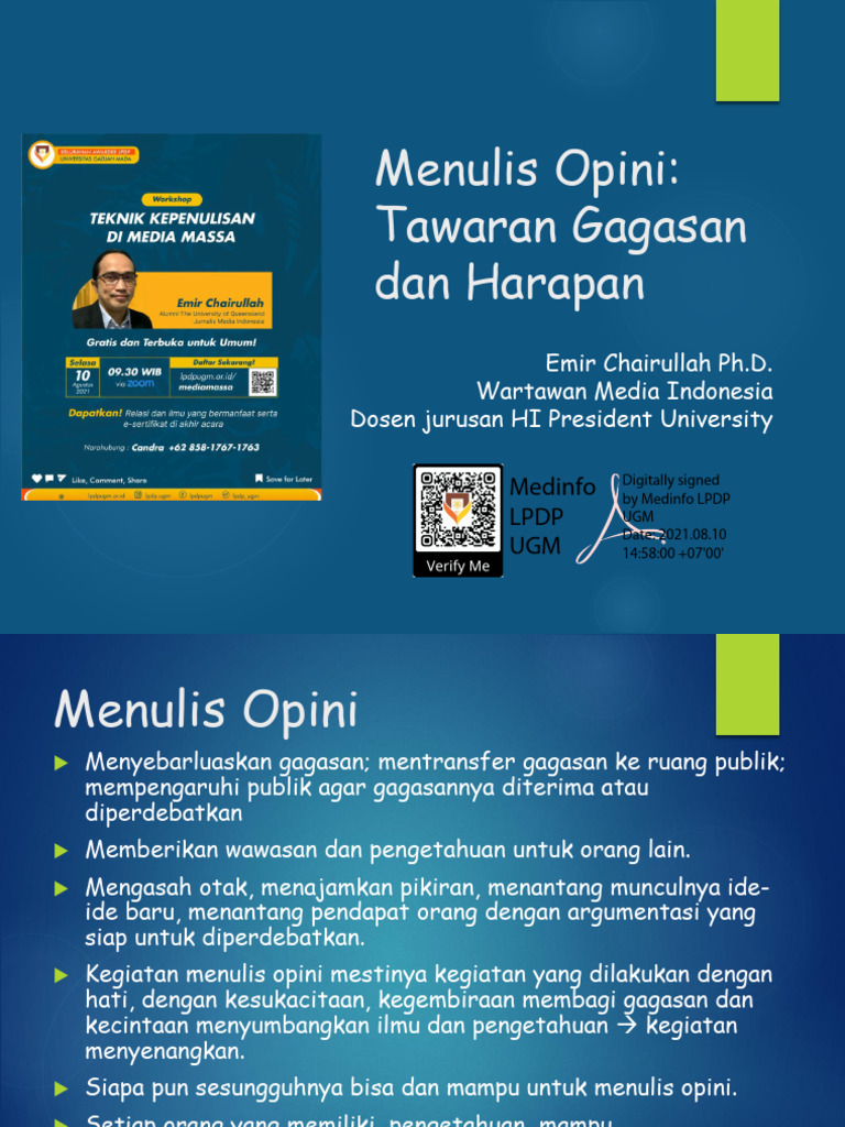 Emir Chairullah - OPINI Workshop (LPDP DIY) - Sign | PDF | Ilmu Sosial