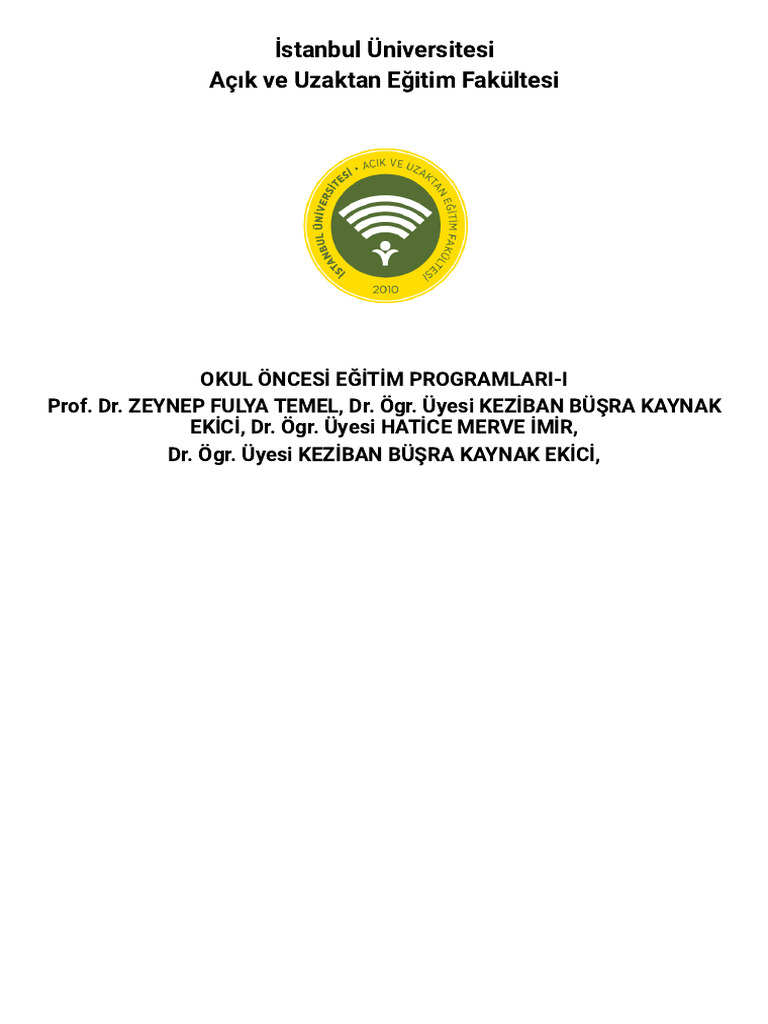 Ders - Okul Öncesi̇ Eği̇ti̇m Programlari-I - Ekitap | PDF