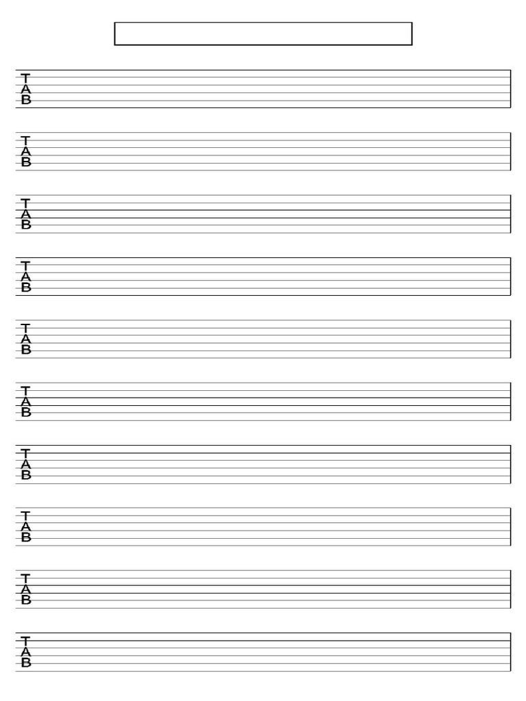 Guitar Tab Blank Sheet+Title Box | PDF