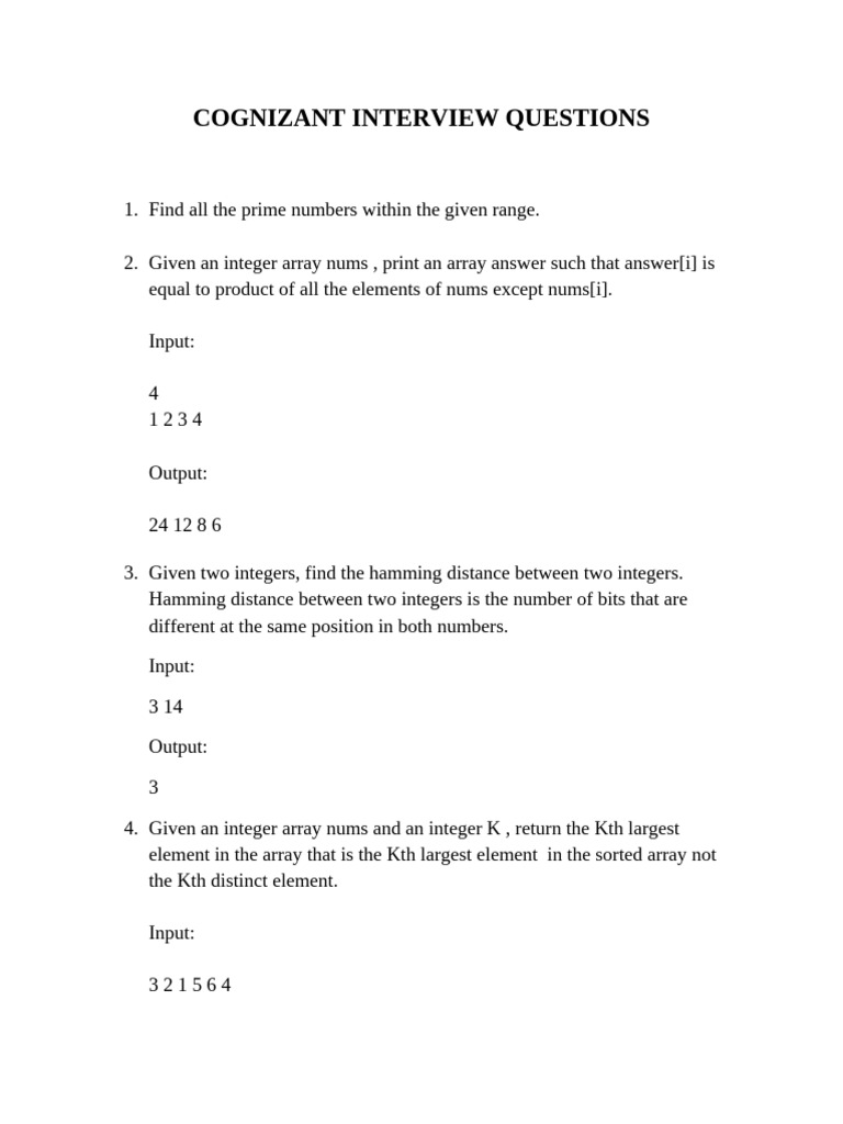 Cognizant Itt Questions | PDF | String (Computer Science) | Numbers