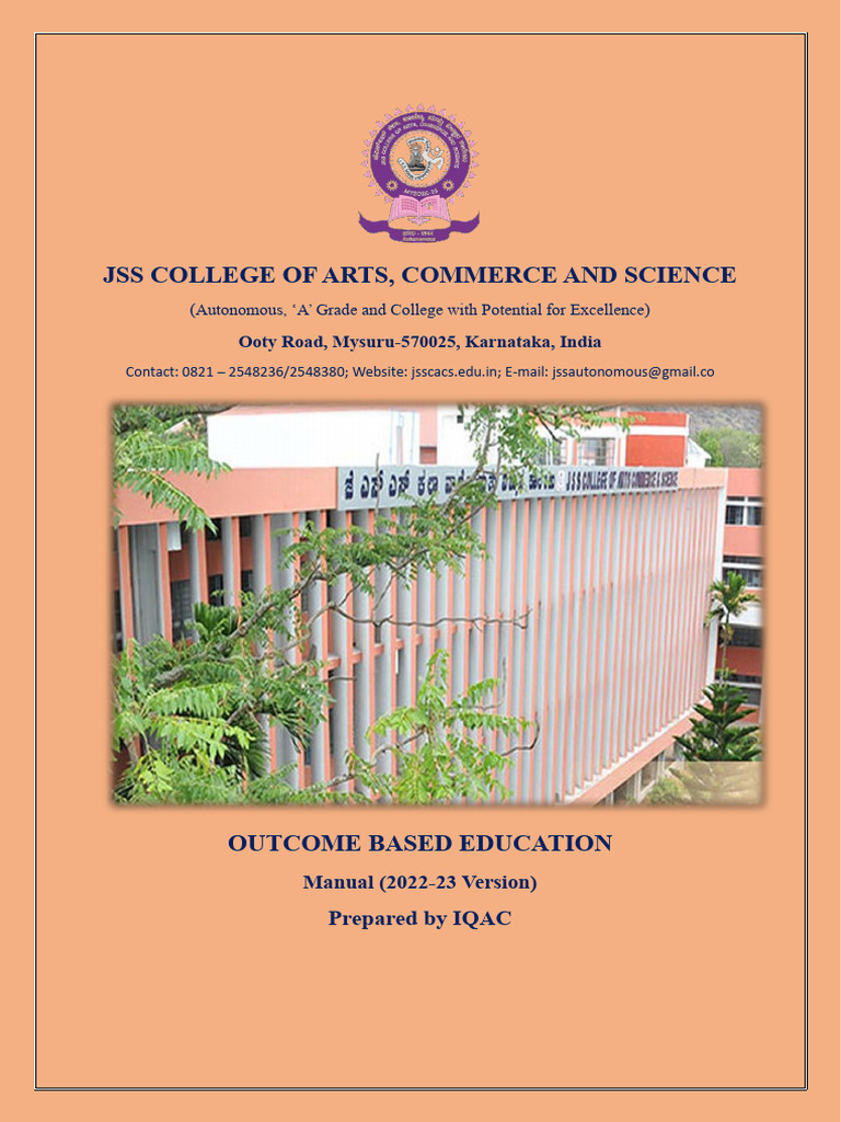 OBE Manual for JSS College 2022-23 | PDF | Curriculum | Cognition
