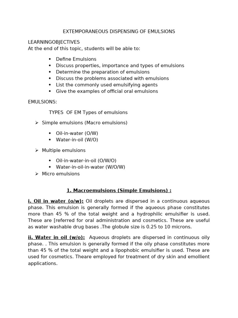 Emulsion in Detail | PDF | Emulsion | Colloid