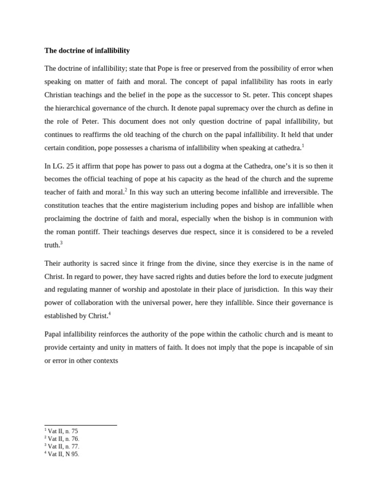 The doctrine of infallibility of pope | PDF