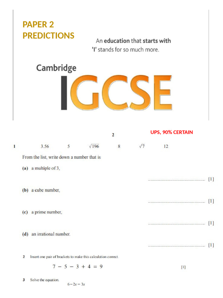 PAPER 2 Maths PREDICTIONS 2024 Extended | PDF | Wellness | Lifestyle