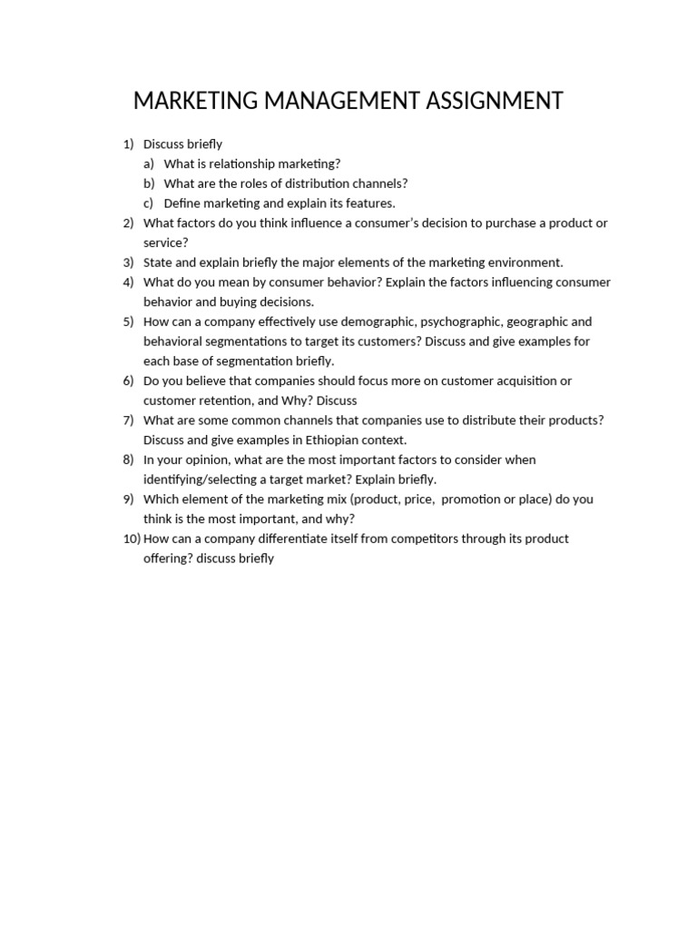 Marketing Management Assignment | PDF | Business