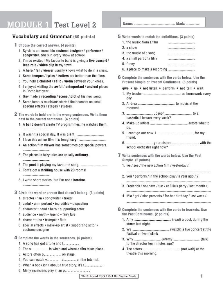 ThinkAhead3_Module1_TestLevel2 | PDF