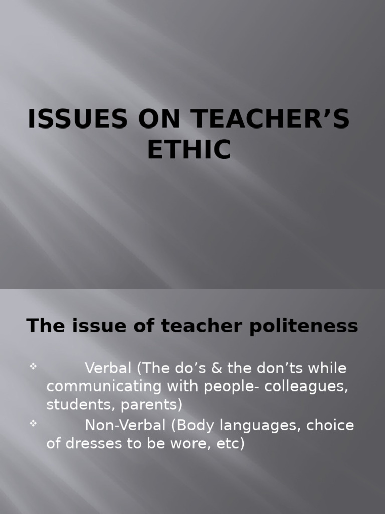 Week 3 Issues On Ethics of Teachers | PDF | Innovation | Teachers