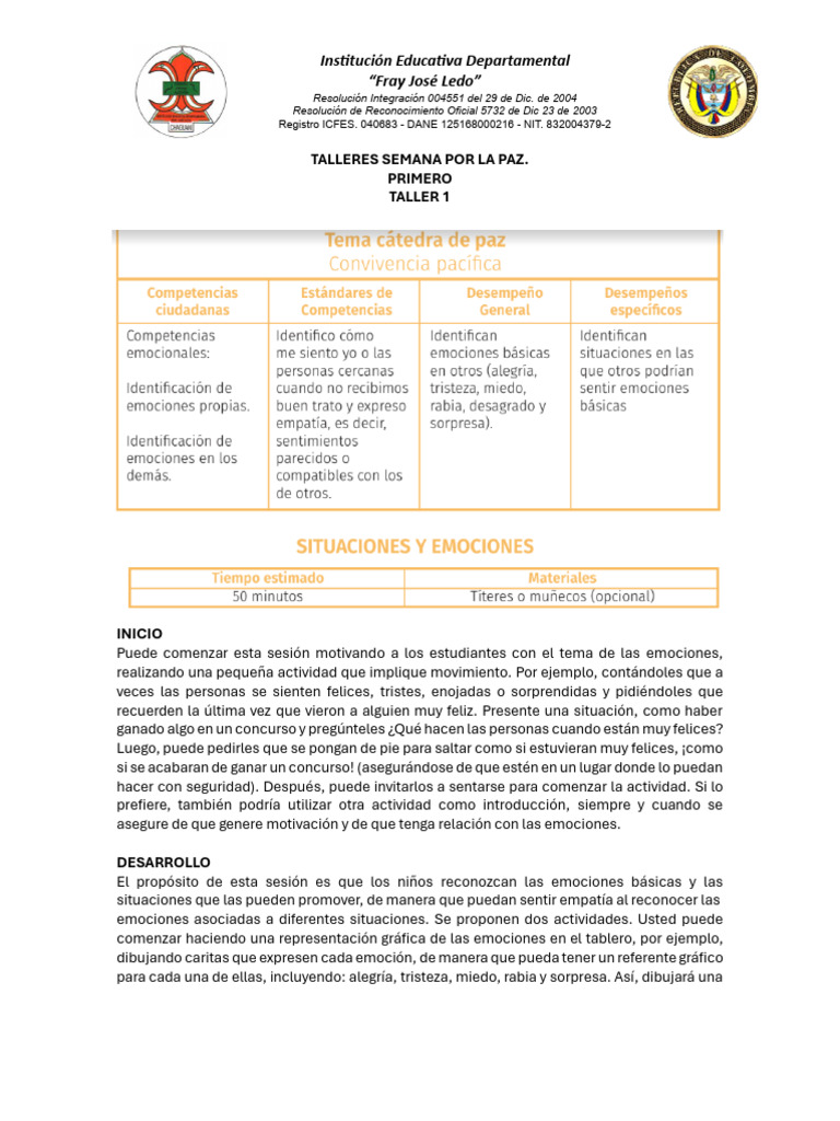 GRADO 1° | PDF | Las emociones | Temor