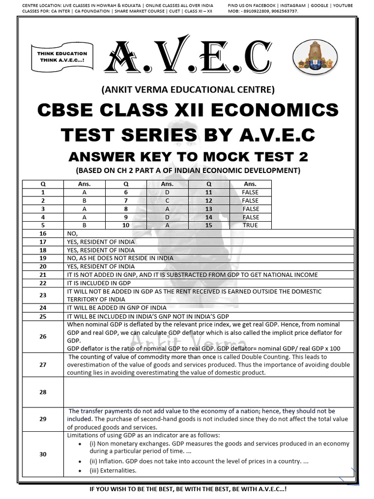 Answers - by A.V.E.C - Mock Test 3 - Based On Entire National Income ...
