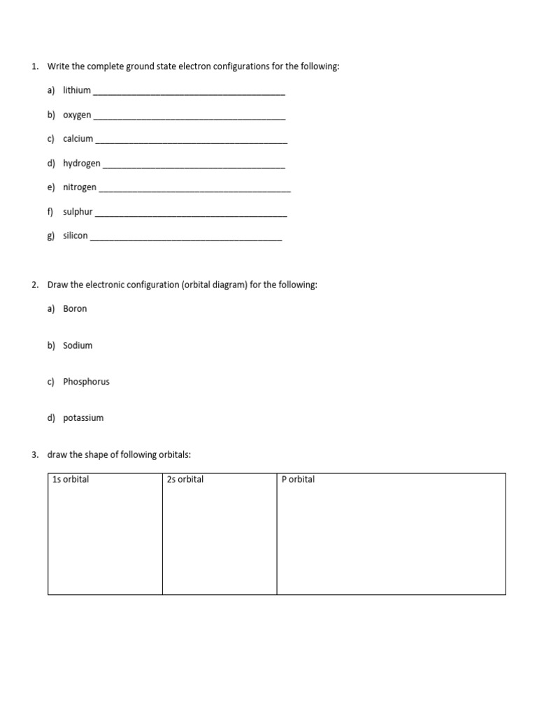 Electron Configurations Worksheet | PDF | Technology & Engineering