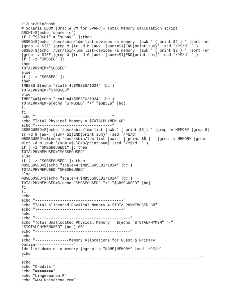 Solaris LDOM Memory Calculation | PDF | Oracle Acquisitions | Software
