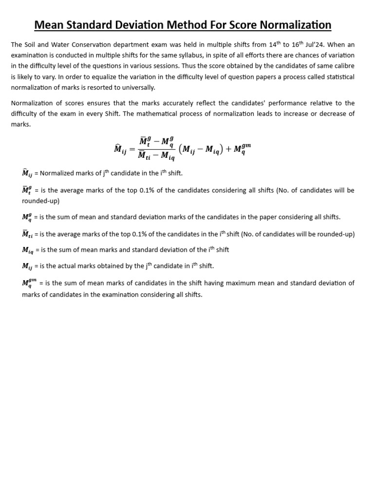Normalization Method- परीक्षा उत्तरतालिका व गुणांचे काठीण्य पातळीबाबत ...