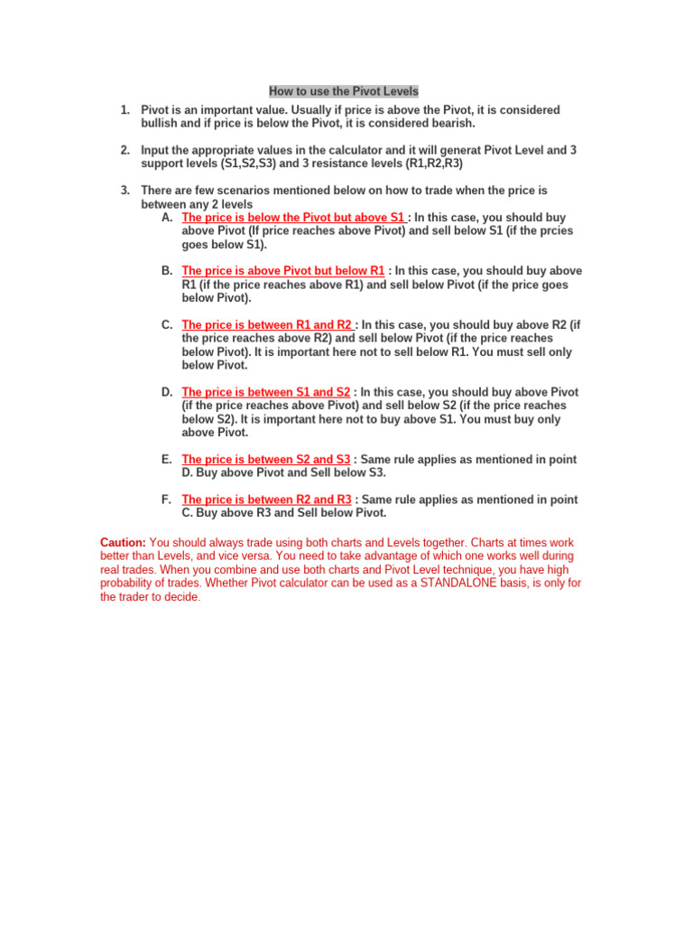 How To Use The Pivot Levels | PDF