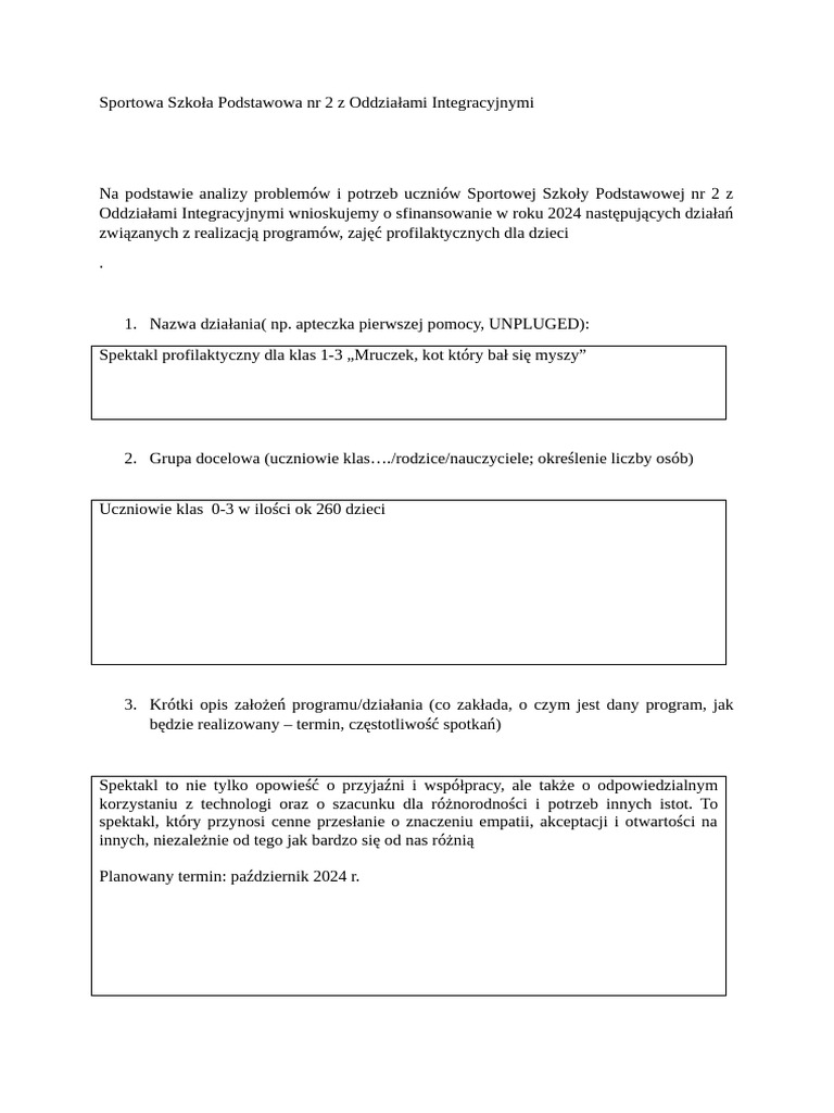Program Profilaktyczny SP2 | PDF