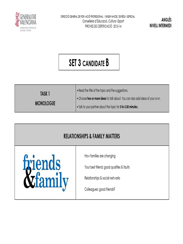 Unit 1B - Relationships and Family Matters | PDF