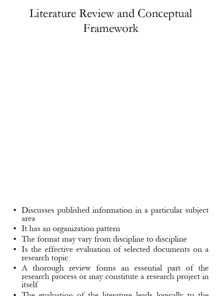 Topic 6_Literature Review and Conceptual Framework (2) | PDF | Citation | Evaluation