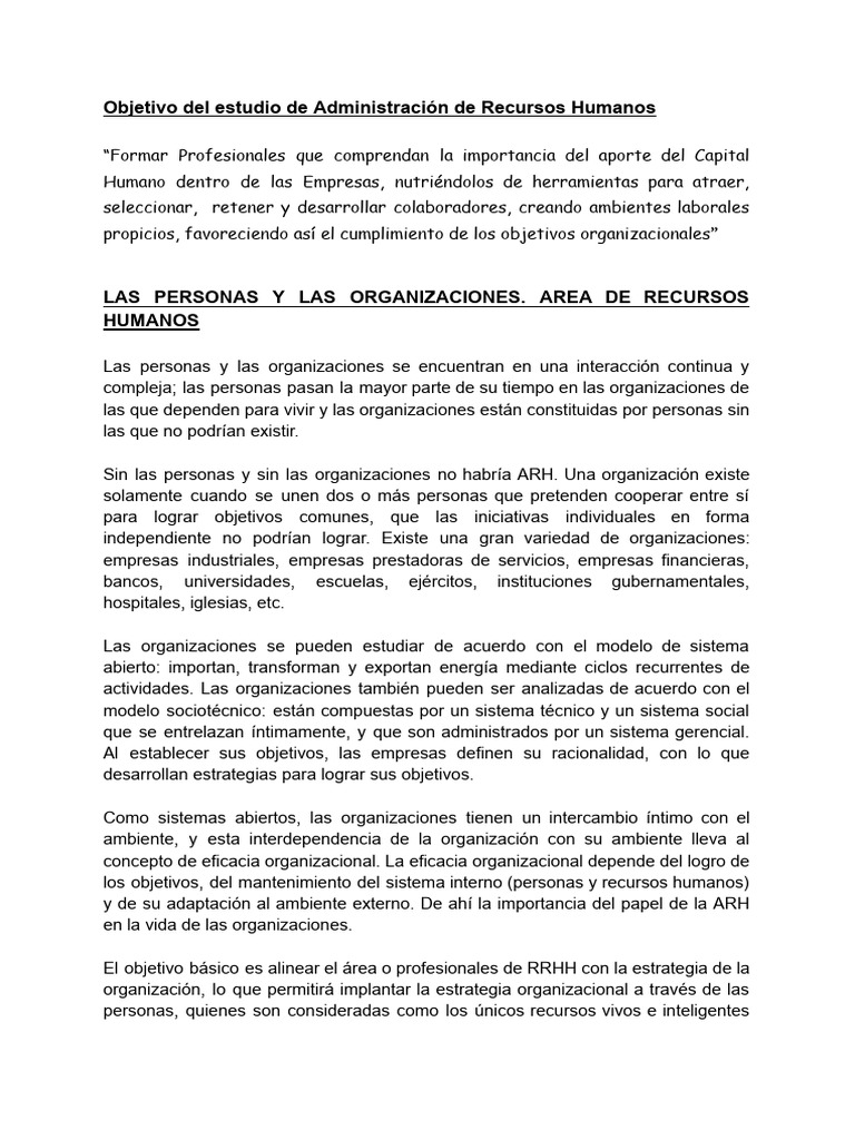 Clase 1. ARH | PDF | Gestión de recursos humanos | Economias