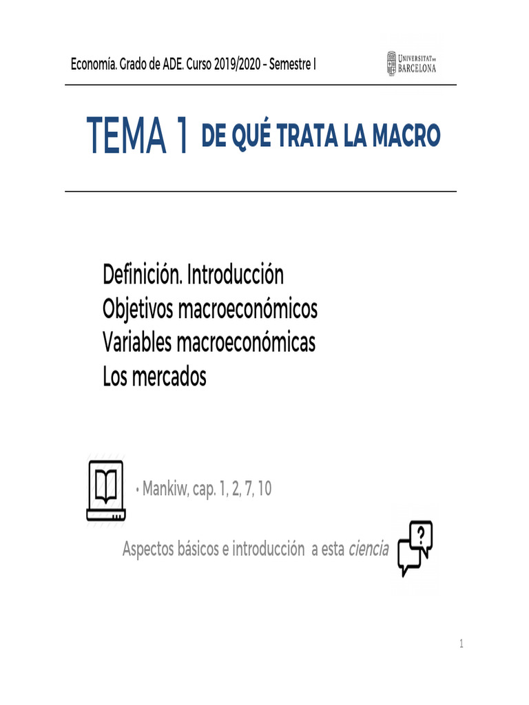 Tema 1 Qué Es La Macro | PDF | Macroeconómica | Producto Interno Bruto