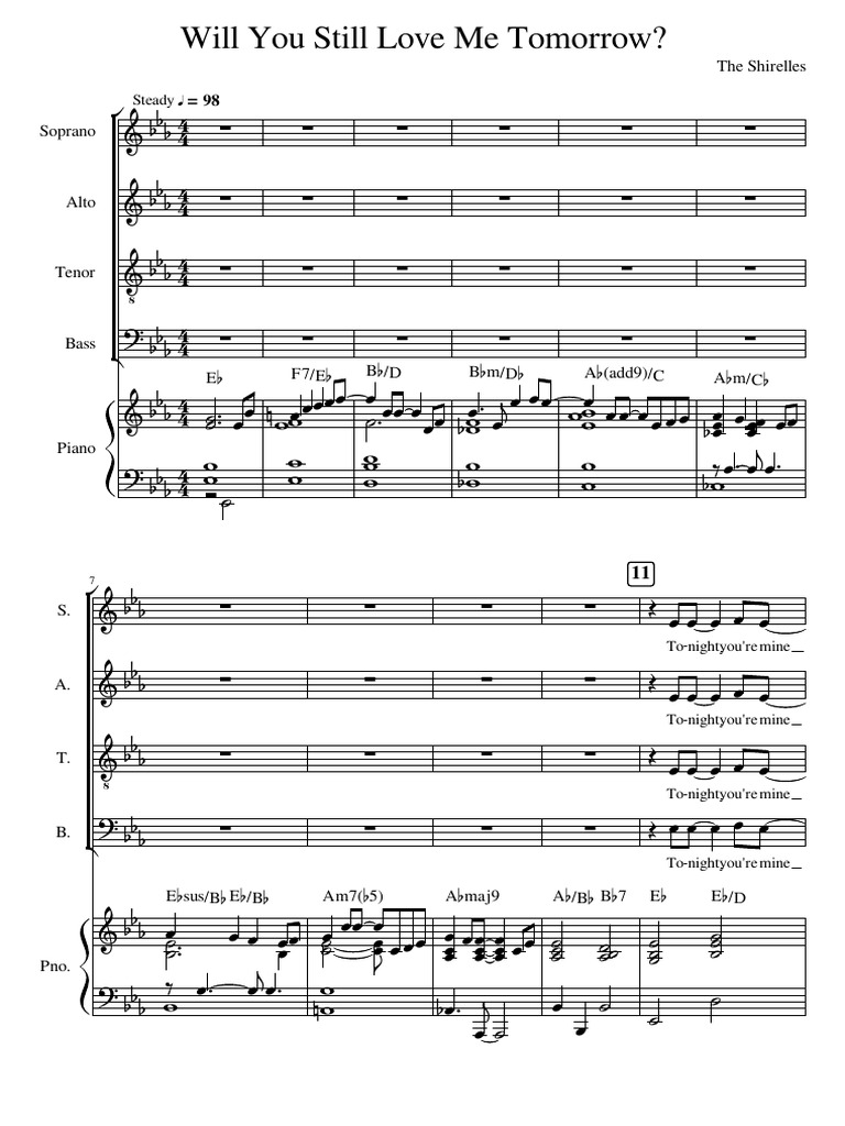 Will You Still Love Me Tomorrow SATB | PDF | Musical Notation | Music ...
