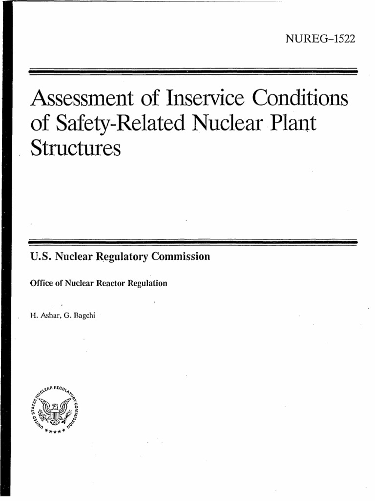 NUREG-1522 Assessment of InService Ocnditions of Safety RElated NPP Str | PDF | Nuclear ...
