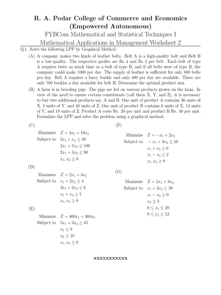 Graphical Method Pdf Economics Applied Mathematics 