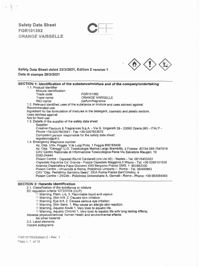 MSDS ORANGE VAISSELLE | PDF | Dangerous Goods | Toxicity