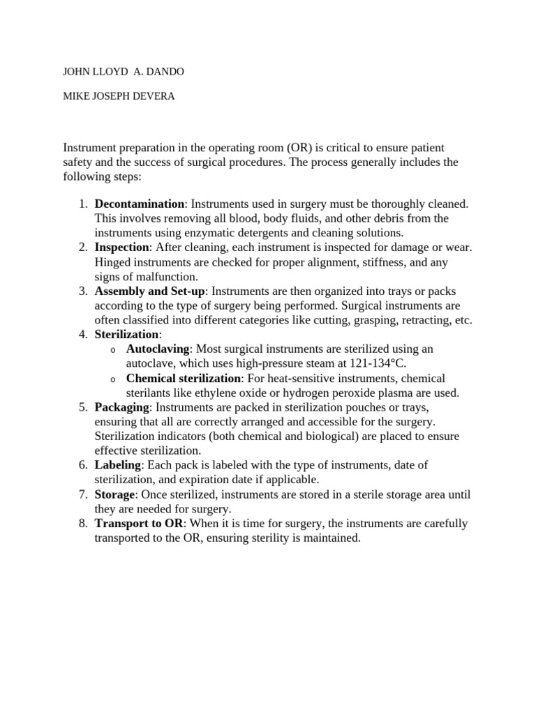 Decontamination: John Lloyd A. Dando Mike Joseph Devera | PDF