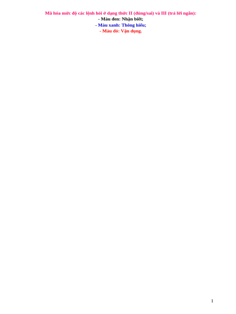 Hk1-12-Kntt-câu Hỏi-có Đáp Án Và Mức Độ | PDF