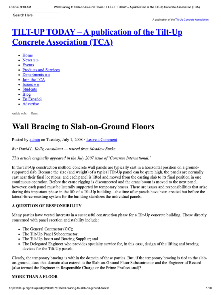 Wall Bracing To Slab-on-Ground Floors - .. | PDF
