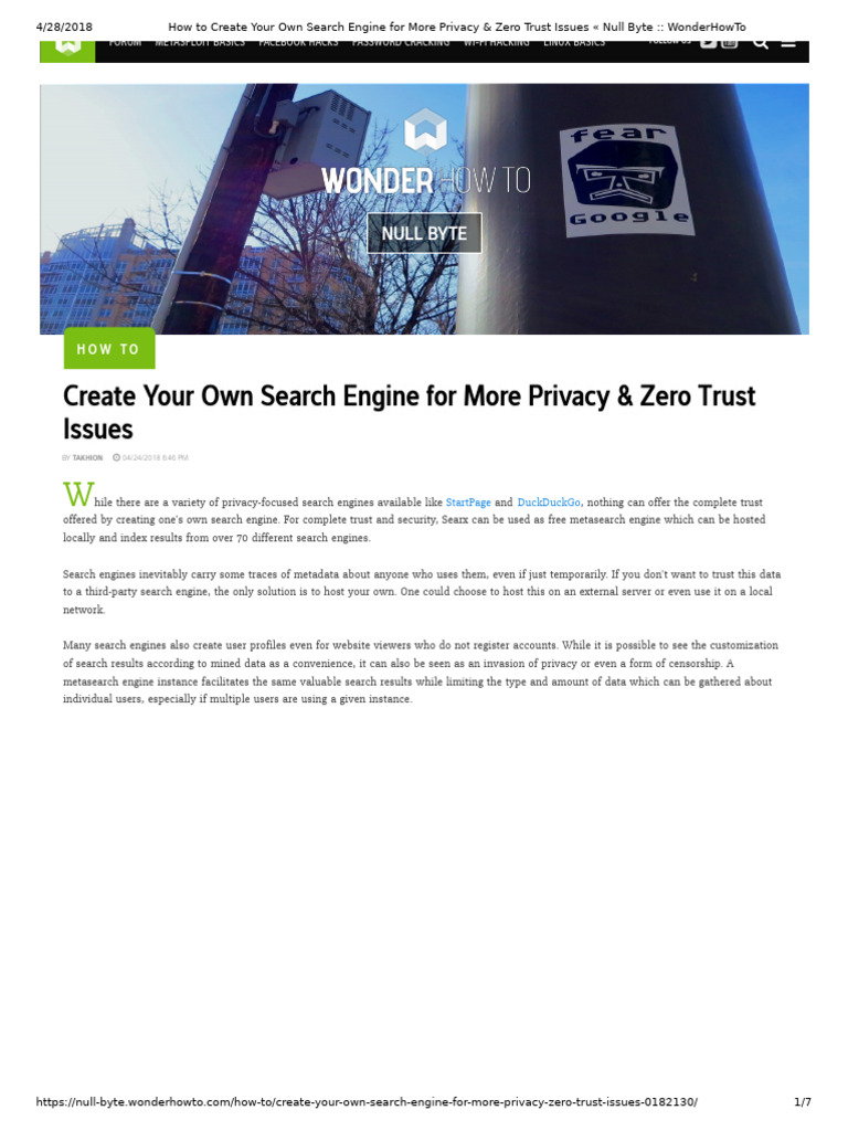 How To Create Your Own Search Engine For More Privacy Zero Trust | PDF ... How To Create Your Own Search Engine For More Privacy Zero Trust | PDF ...