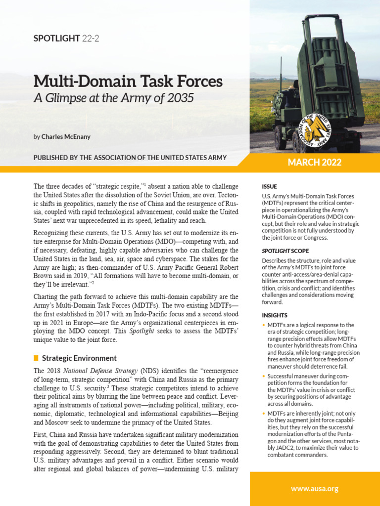 SL 22 2 Multi Domain Task Force A Glimpse at The Army of 2035 | PDF ...