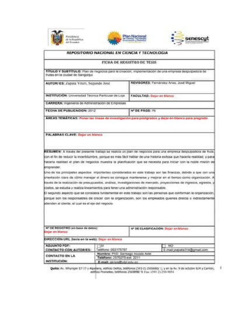 Hoja de Repositorio Senescyt | PDF