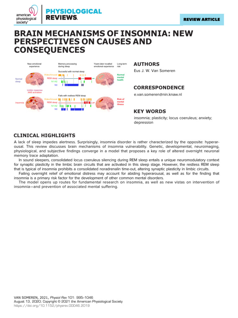 BRAINMECHANISMS OF INSOMNIA: NEW PERSPECTIVES ON CAUSES AND ...