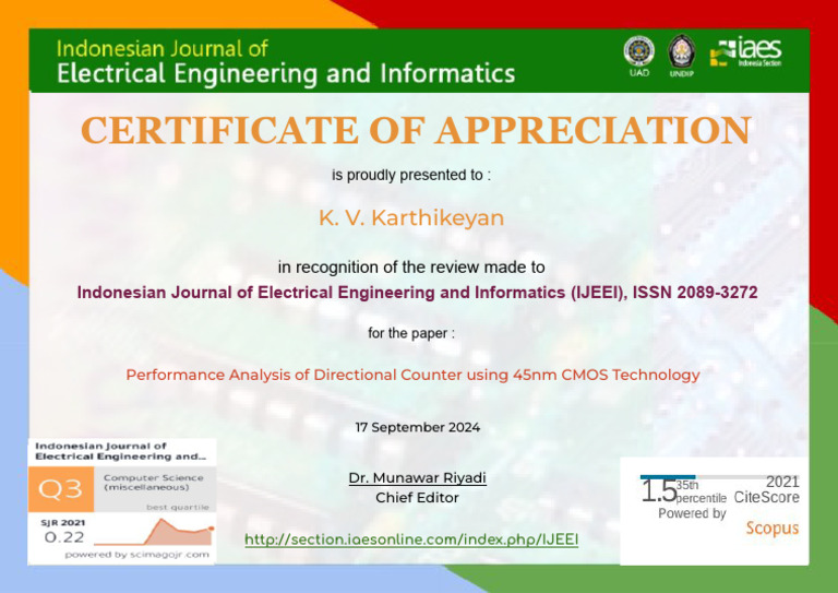 Reviewer Certificate (5396-K. V. Karthikeyan) | PDF