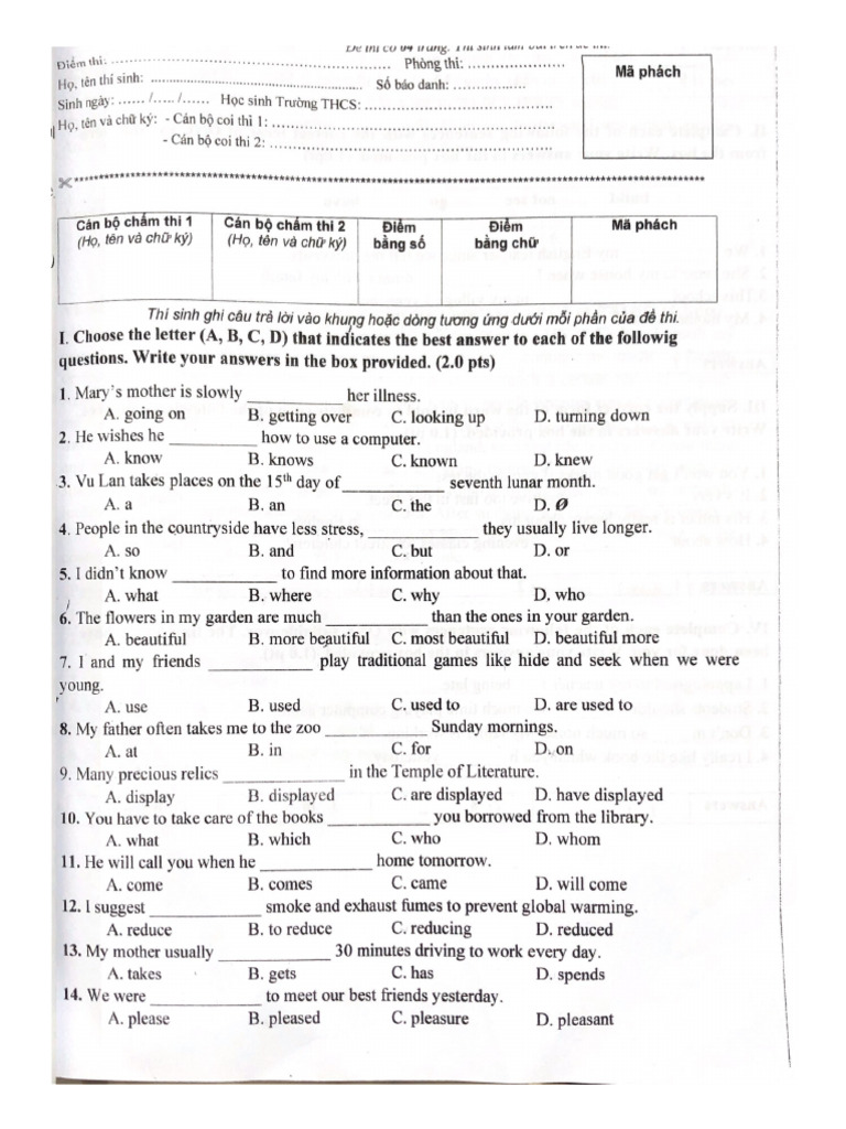 High School Test | PDF